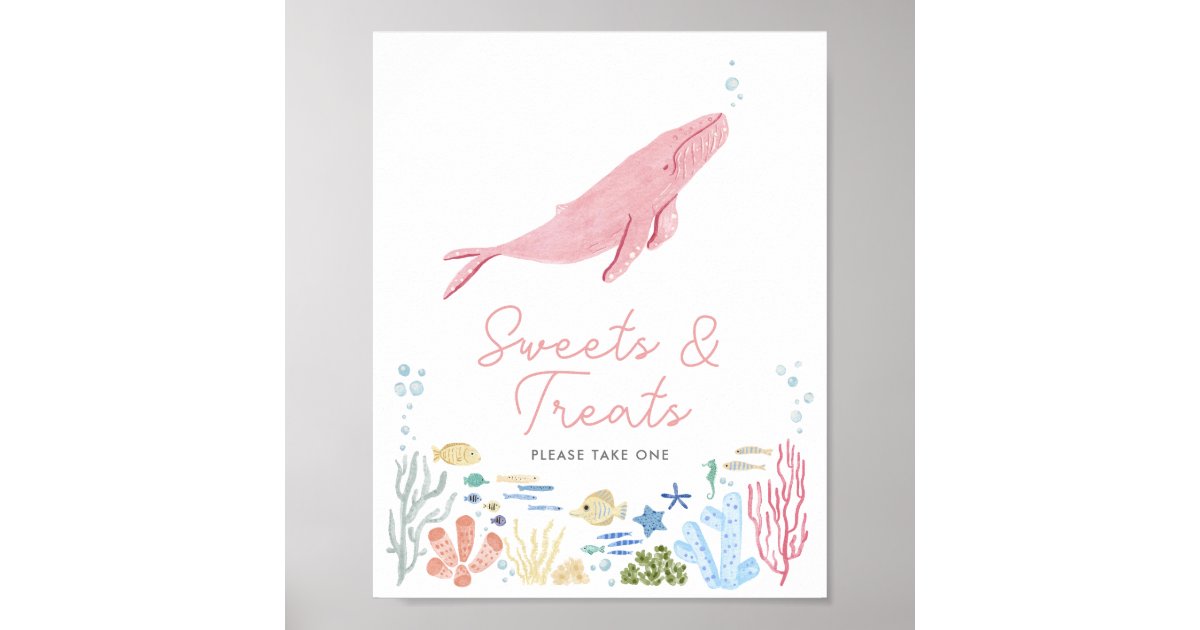 Sweets Whale Under The Sea Baby Shower Sign | Zazzle