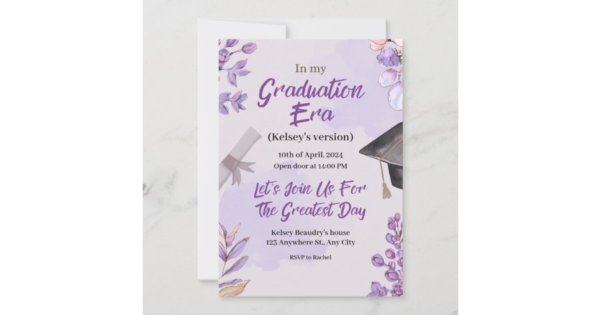 Swiftie themed In Her Era Graduation Invitation | Zazzle