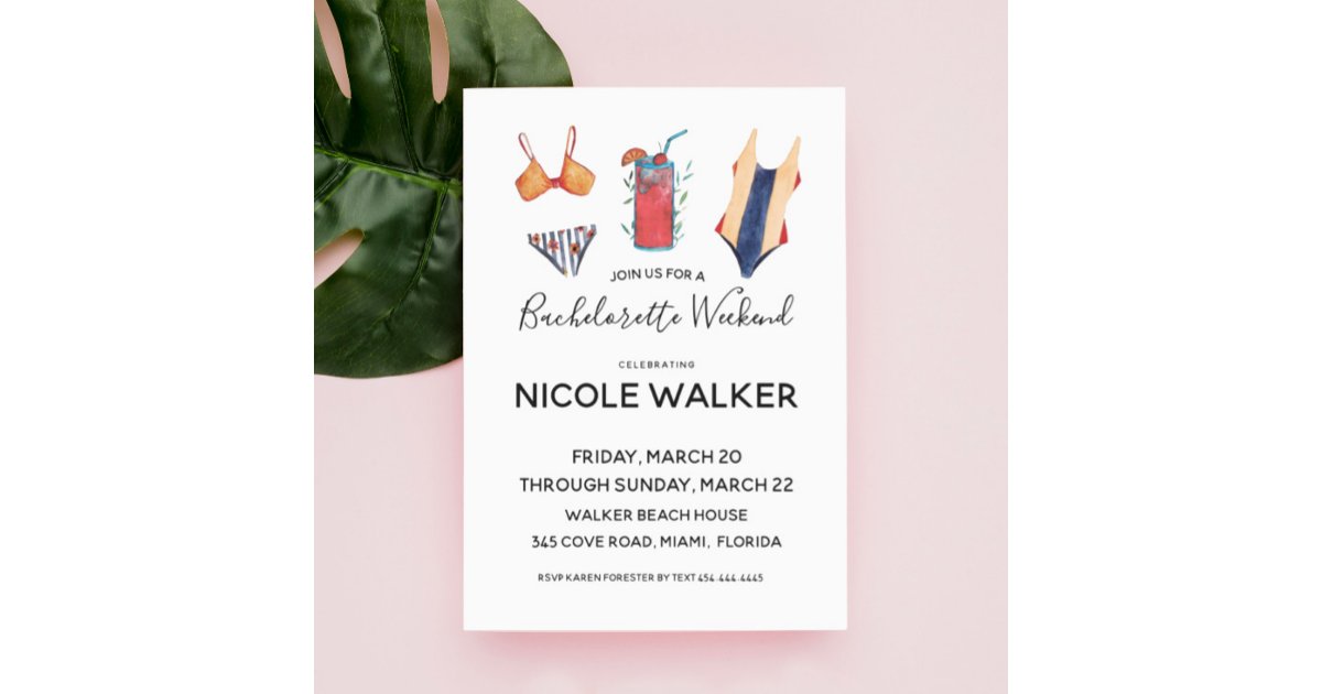 Swim Bachelorette Party Weekend Invitation Zazzle