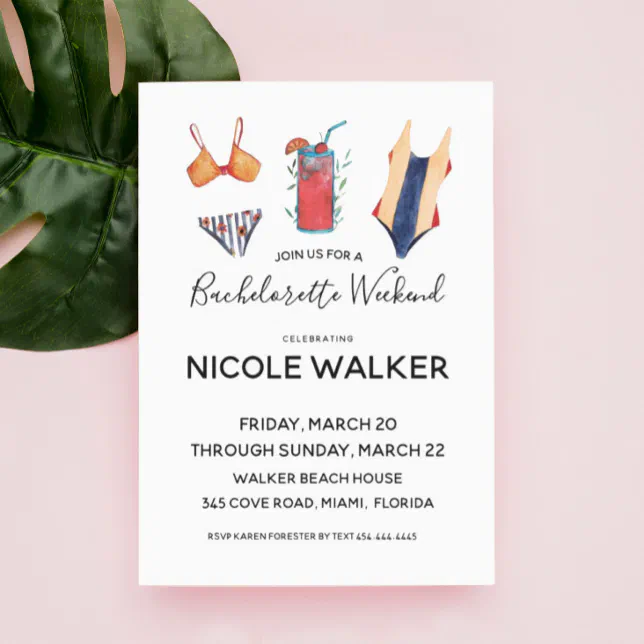 Swim Bachelorette Party Weekend Invitation Zazzle