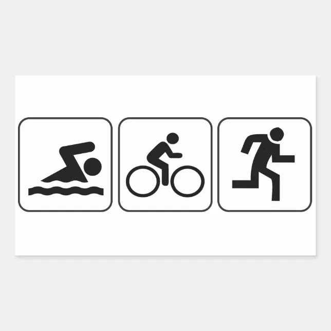 Swim, Bike, Run - Triathlon Rectangular Sticker | Zazzle