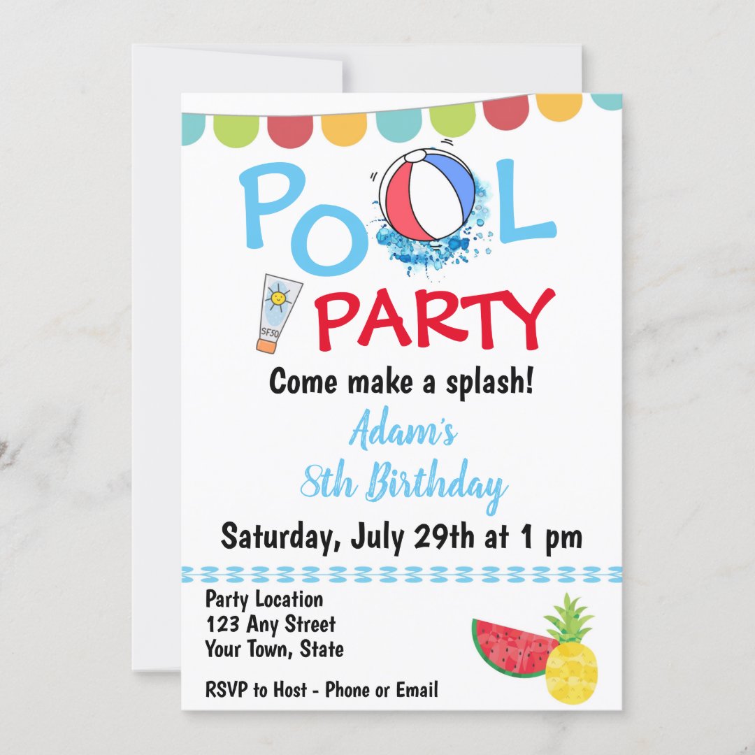 Swim Birthday Invitation | Zazzle