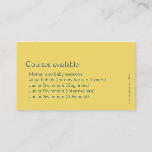 Swim club swim teachers business card | Zazzle