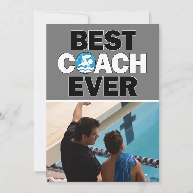 Swim Coach Best Ever Custom Photo Thank You Card | Zazzle