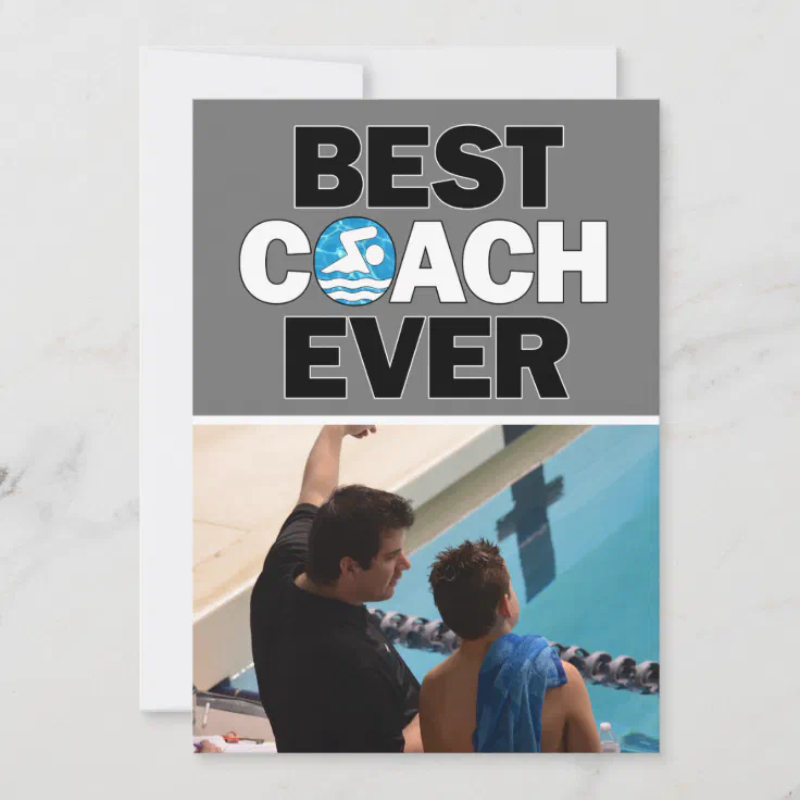 Swim Coach Best Ever Custom Photo Thank You Card | Zazzle