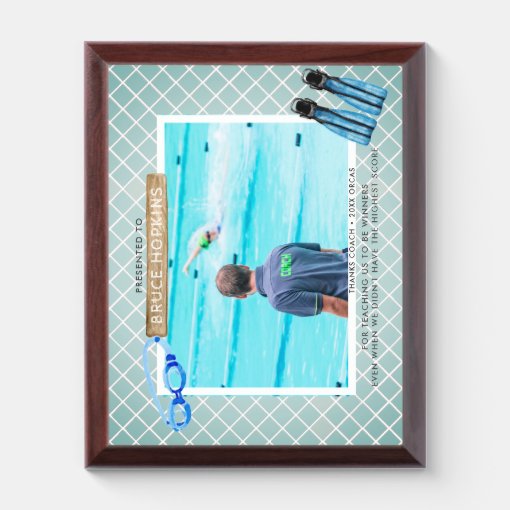 Swim Coach Photo Award Plaque | Zazzle