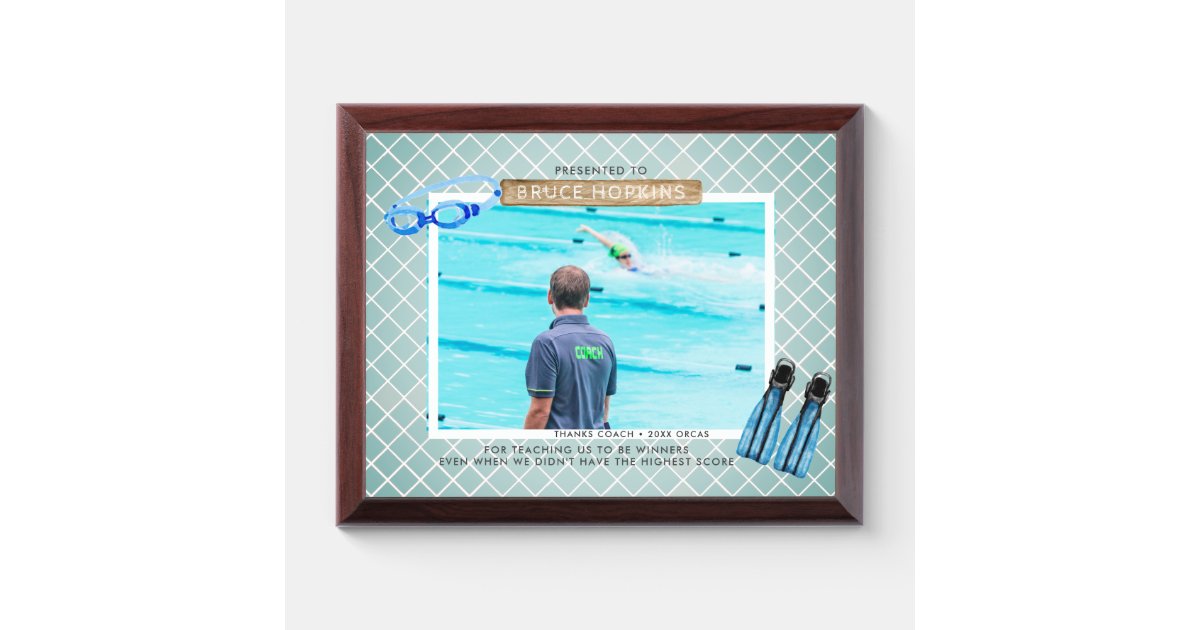 Swim Coach Photo Award Plaque | Zazzle