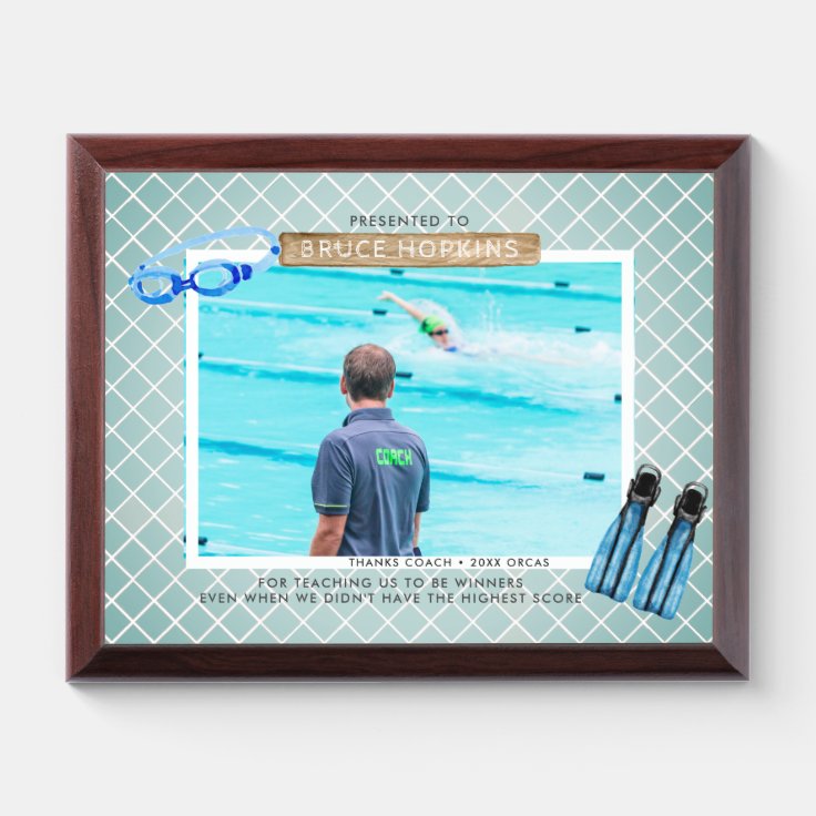 Swim Coach Photo Award Plaque | Zazzle