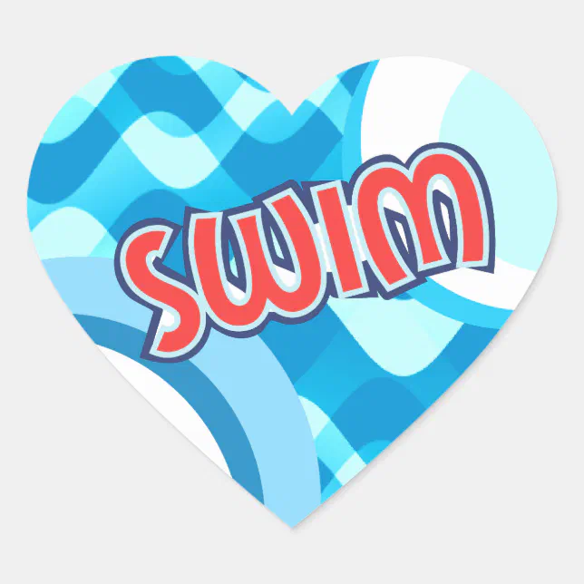 SWIM Heart Stickers | Zazzle