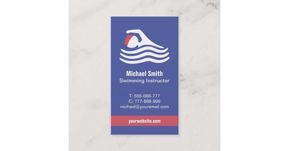 Swim Instructor Lifeguard Business Card | Zazzle