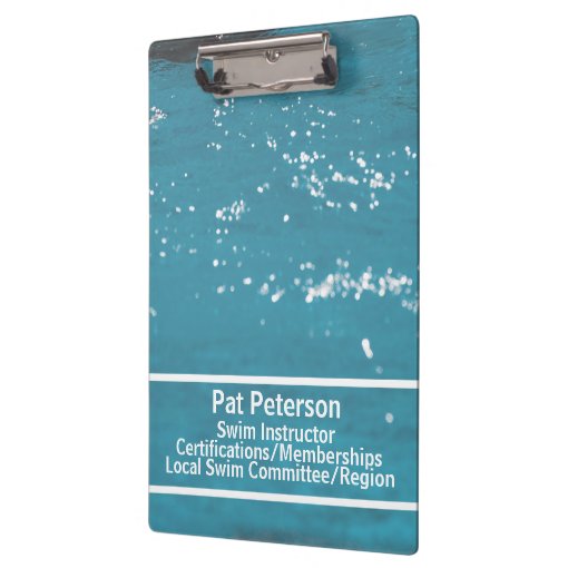 Swim Instructor Water Polo Dive Pool Template Clipboard | Zazzle