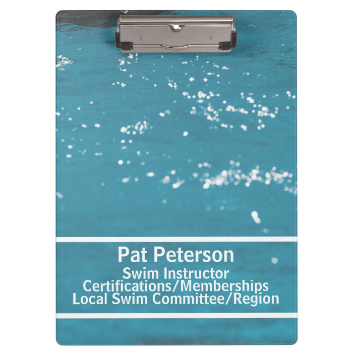 Swim Instructor Water Polo Dive Pool Template Clipboard | Zazzle.com