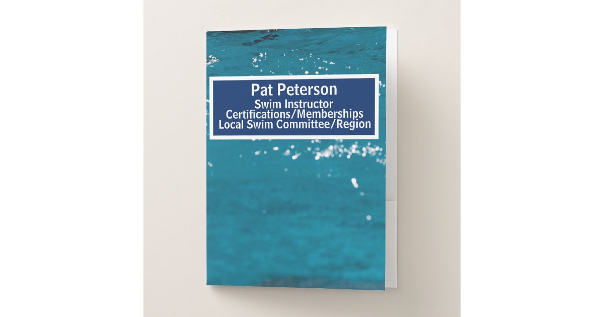 Swim Instructor Water Polo Dive Pool Template Pocket Folder | Zazzle