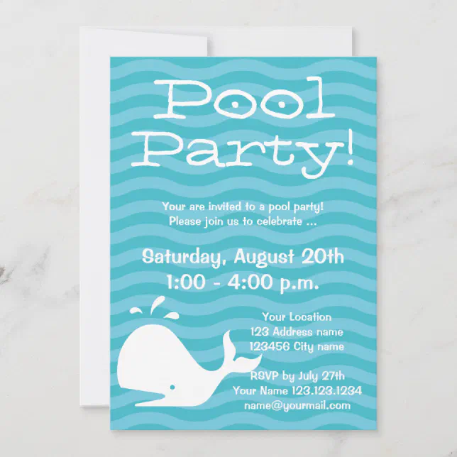 Swim party invitations | Personalizable invites | Zazzle