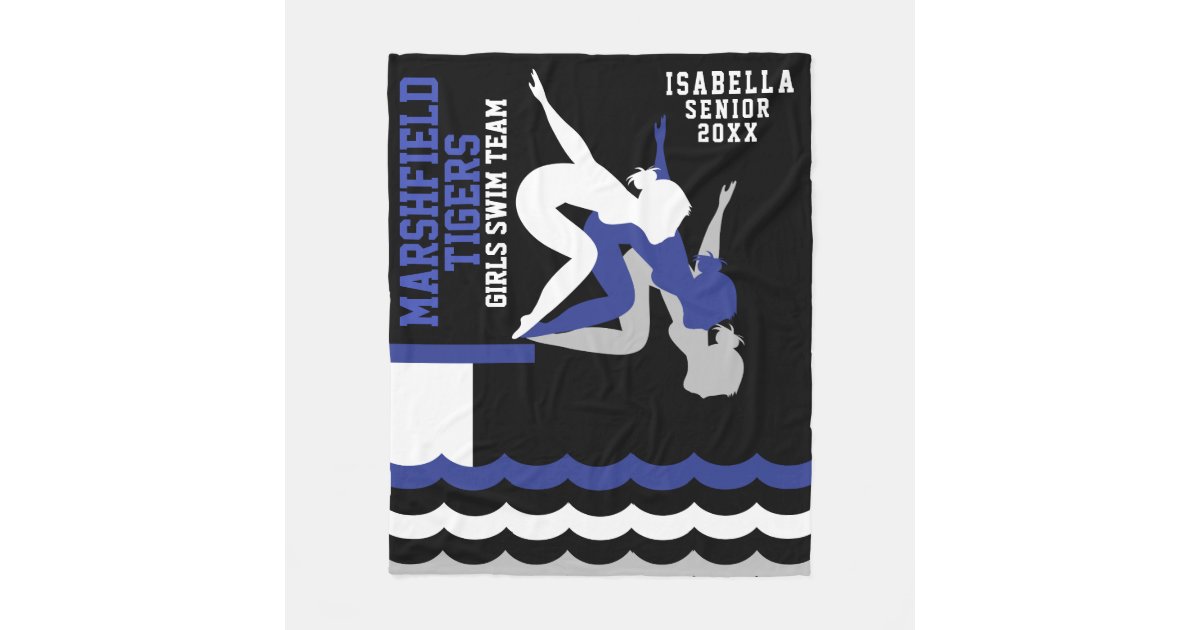 Swim Team - Blue and Black Fleece Blanket | Zazzle