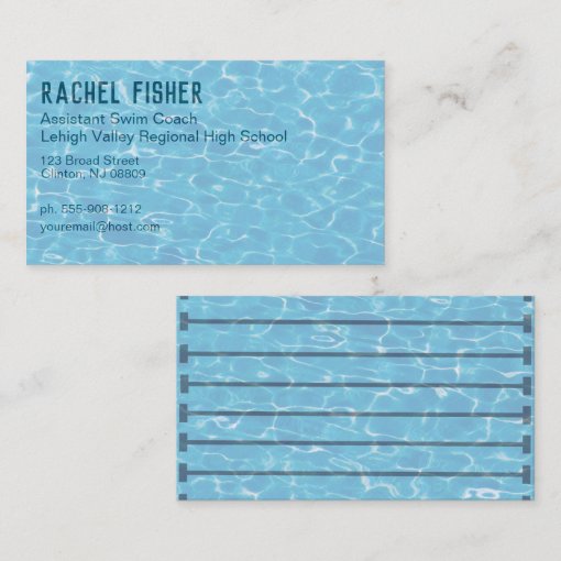 Swim Team Coach Swimming Lessons Pool Cleaner Business Card | Zazzle