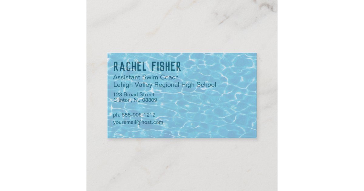 Swim Team Coach Swimming Lessons Pool Cleaner Business Card | Zazzle