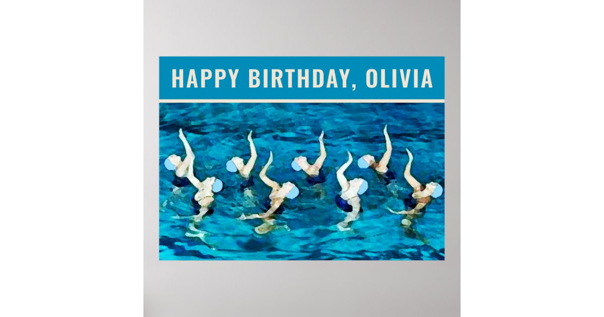 Swimmer Birthday Swimming Party Poster | Zazzle