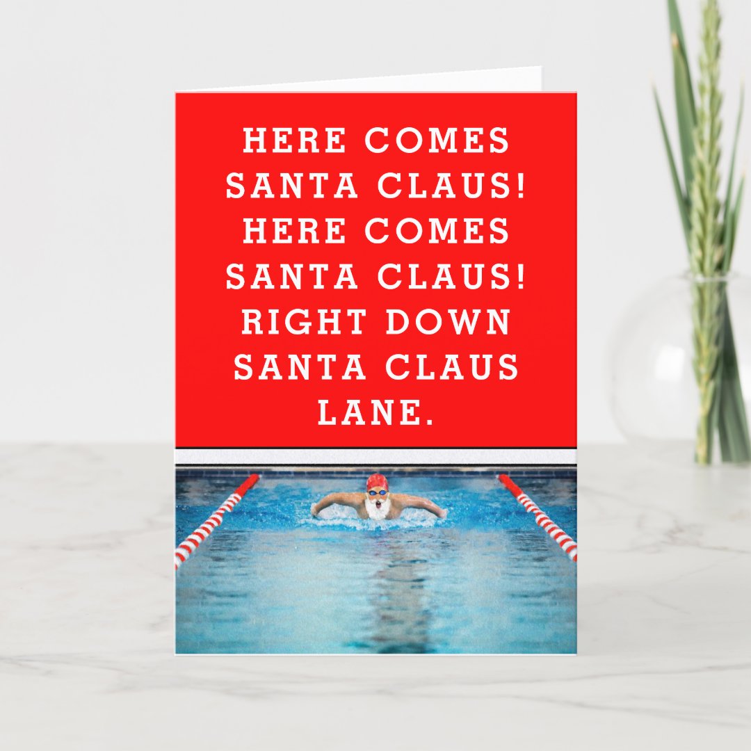 swimmer Christmas holiday cards | Zazzle