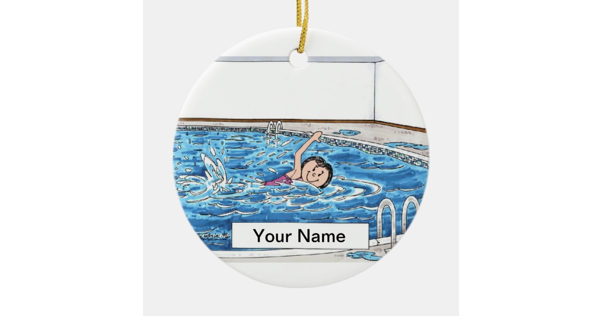 Swimmer - Female Ceramic Ornament | Zazzle