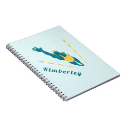 Swimmer Illustration Swimming Custom Name Sports Notebook | Zazzle