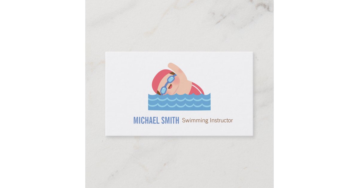 Swimmer Kid Swimming Instructor Business Card | Zazzle