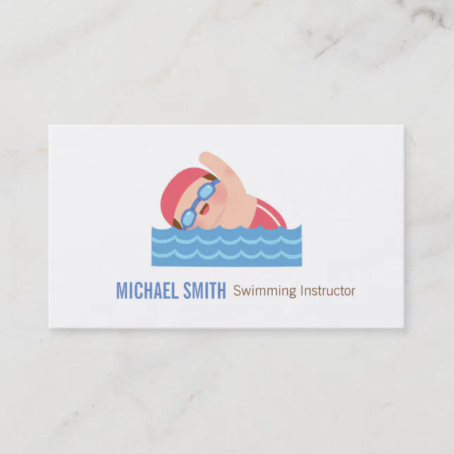 Swimmer Kid Swimming Instructor Business Card | Zazzle