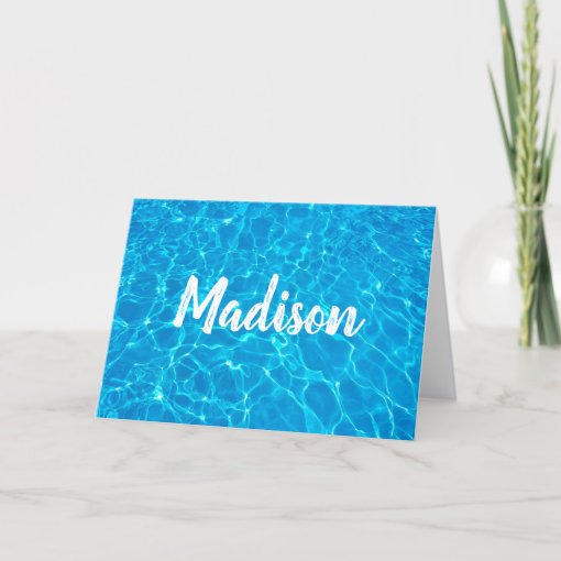 Swimmer or Swim Coach Cool Blue Pool Water Custom Card | Zazzle