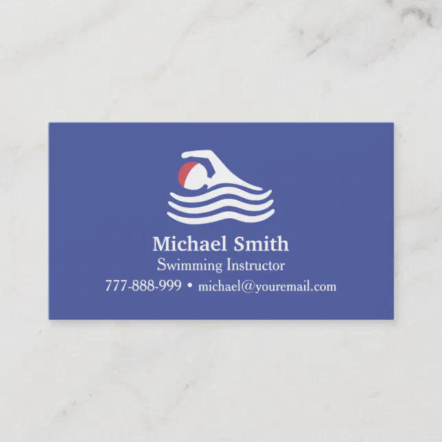 Swimmer Silhouette Swim Instructor Business Card | Zazzle