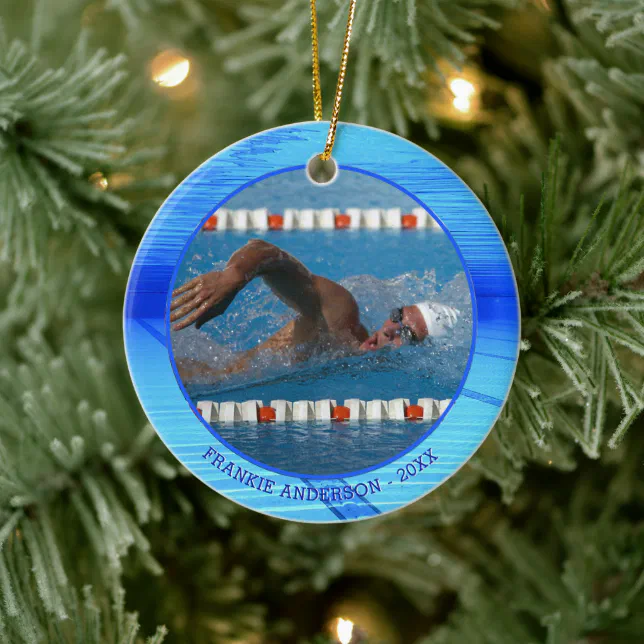 Swimmer Swimming Photo Personalized Keepsake Ceramic Ornament | Zazzle