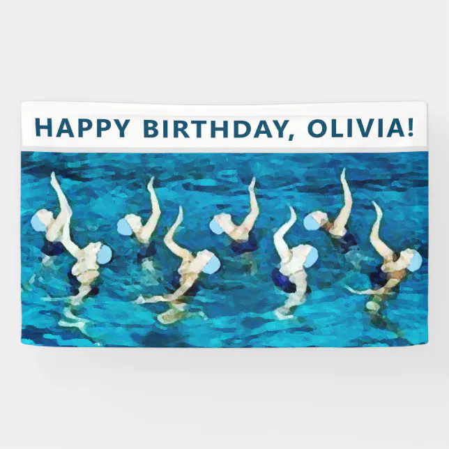 swimming birthday party decoration banner | Zazzle