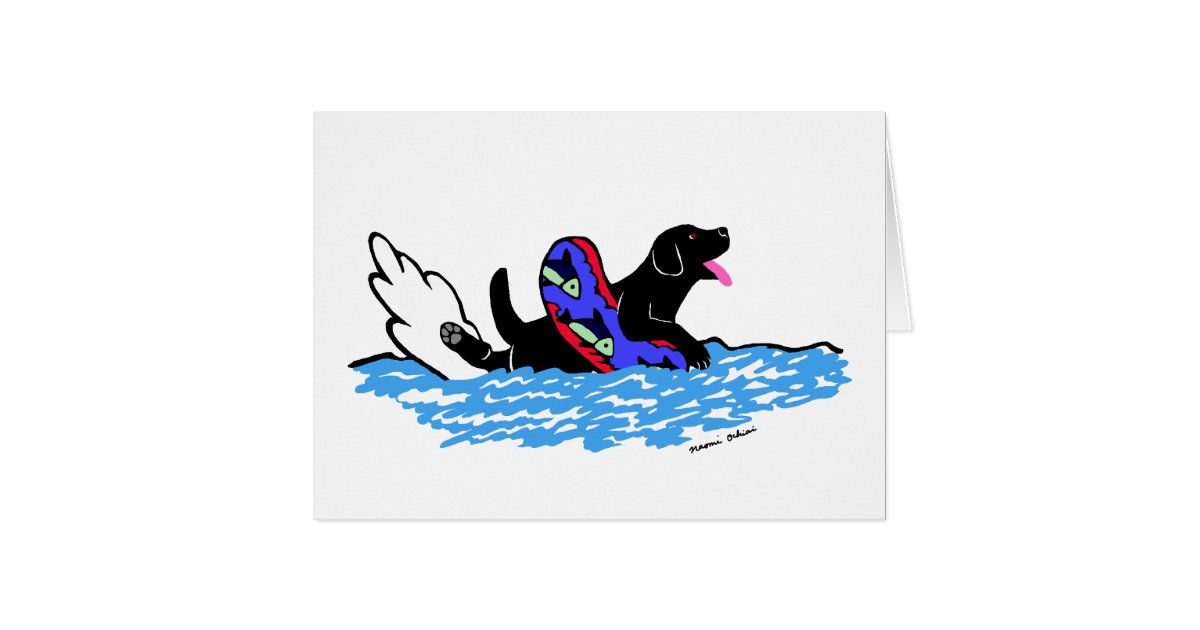Swimming Black Labrador Cartoon | Zazzle