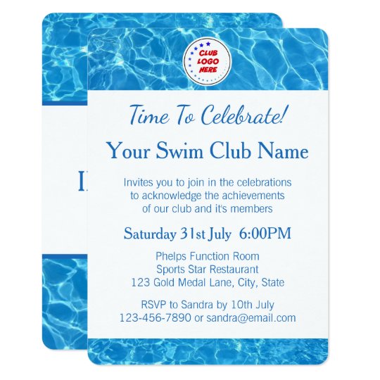 Swimming Club Blue Pool Water Awards Invitation | Zazzle.com