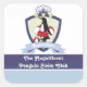 Swimming Club Crest Cute Cartoon Penguin Kids Square Sticker | Zazzle