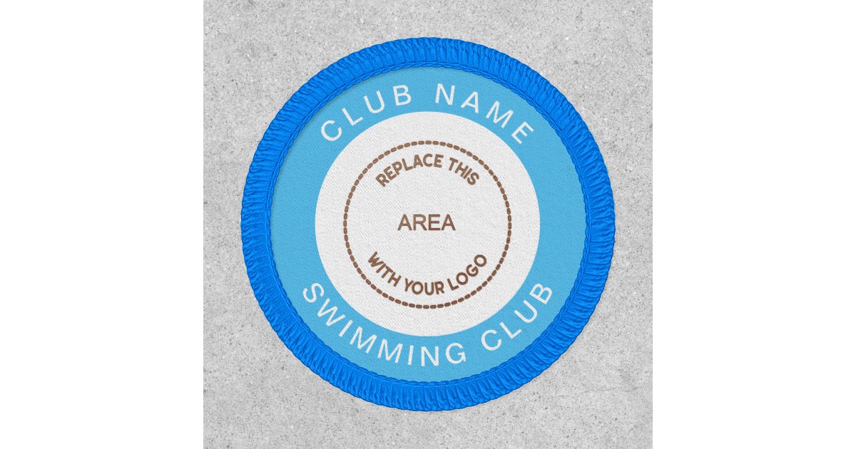 Swimming Club Name Logo Fully Customisable Patch | Zazzle