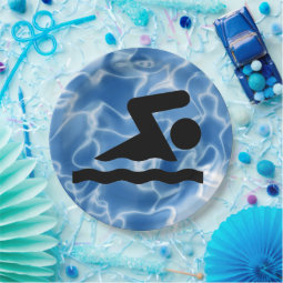 Swimming Design Paper Party Plate | Zazzle