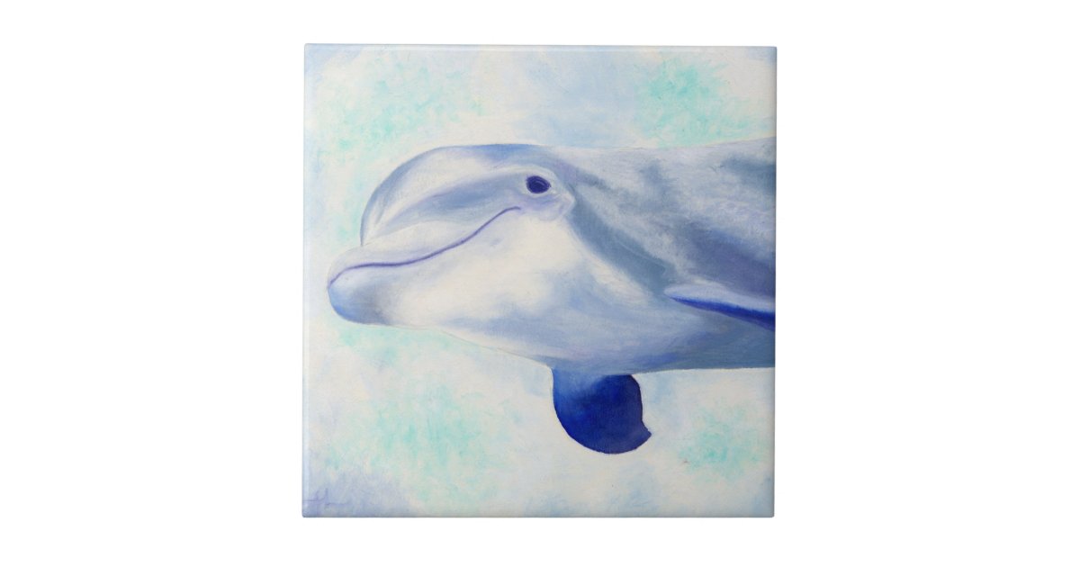 Swimming Dolphin Square Tile | Zazzle