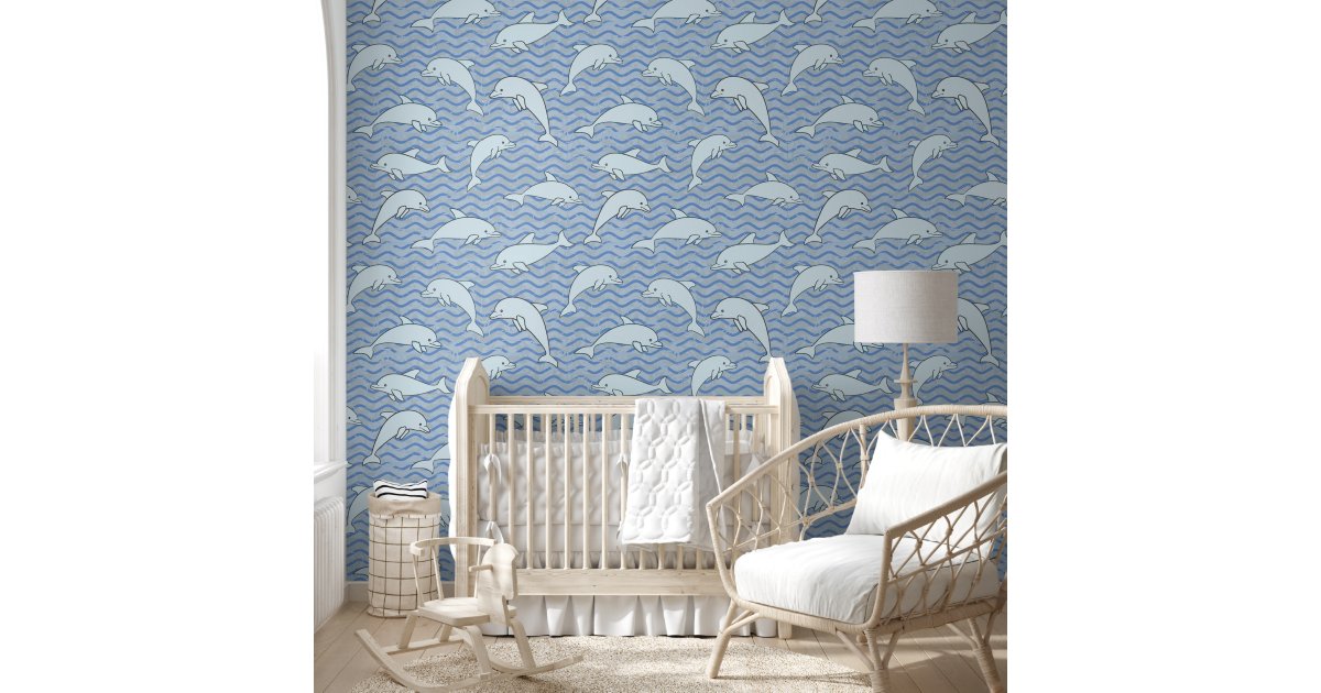 Swimming Dolphins Design Wallpaper | Zazzle