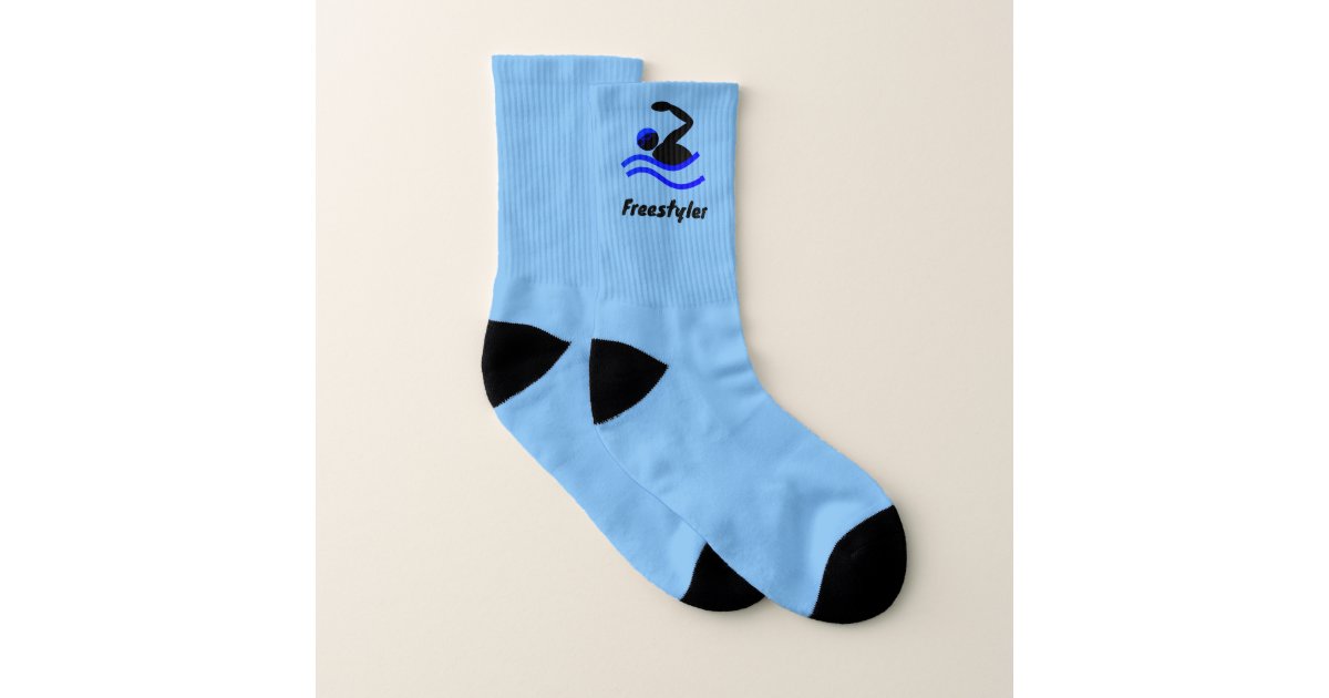 Swimming Dude - Swimmer in googles and own slogan Socks | Zazzle