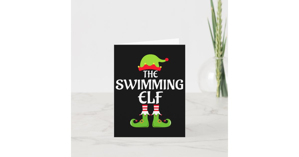 Swimming Elf Matching Family Group Christmas Party Card | Zazzle