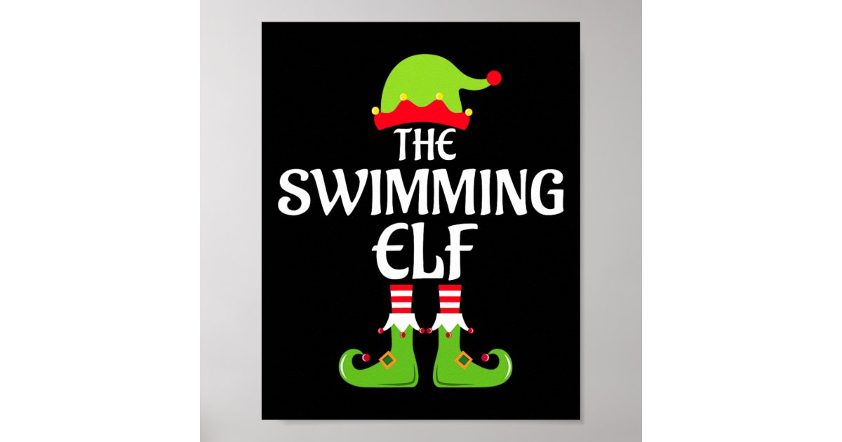 Swimming Elf Matching Family Group Christmas Party Poster | Zazzle