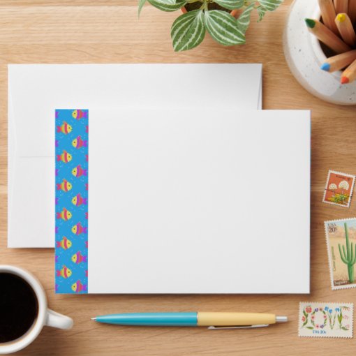 Swimming Fish Cartoon Pattern Envelope | Zazzle