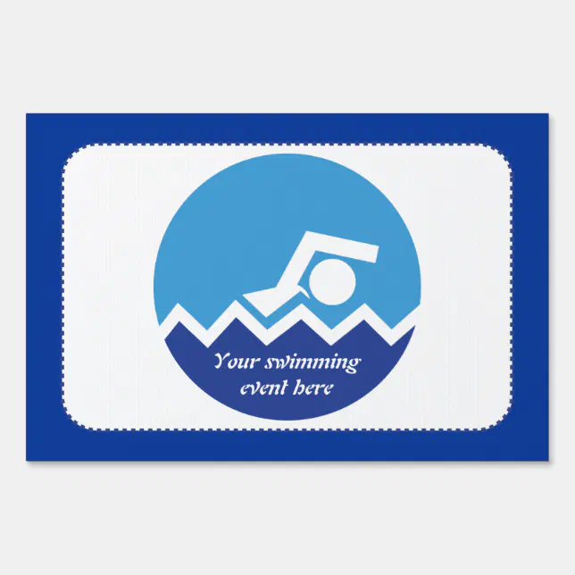 Swimming gifts, swimmer on a blue circle custom sign | Zazzle