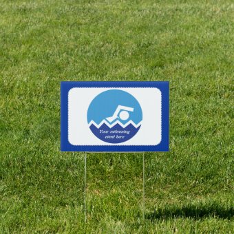 Swimming gifts, swimmer on a blue circle custom sign | Zazzle