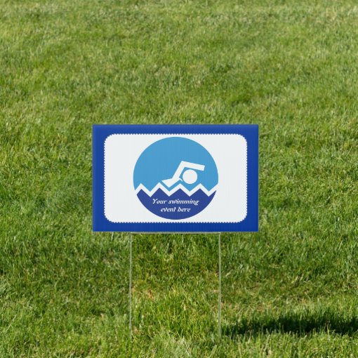 Swimming gifts, swimmer on a blue circle custom sign | Zazzle