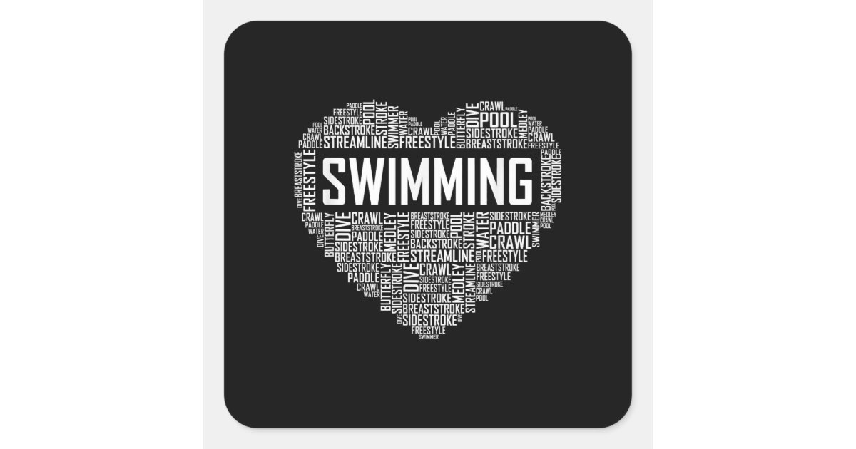 Swimming Heart Coach Swimmer Gift Swim Lover Gifts Square Sticker | Zazzle