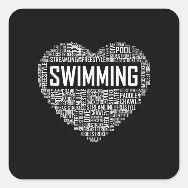 Swimming Heart Coach Swimmer Gift Swim Lover Gifts Square Sticker | Zazzle