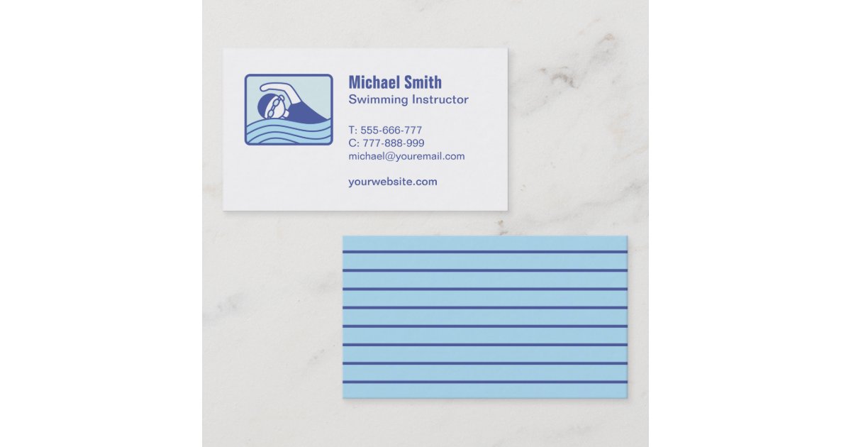 Swimming Instructor Lifeguard Business Card | Zazzle
