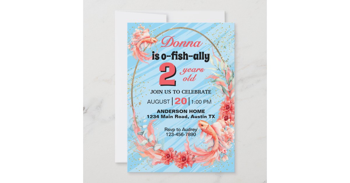 Swimming Koi Any Age Birthday Party Invitation | Zazzle
