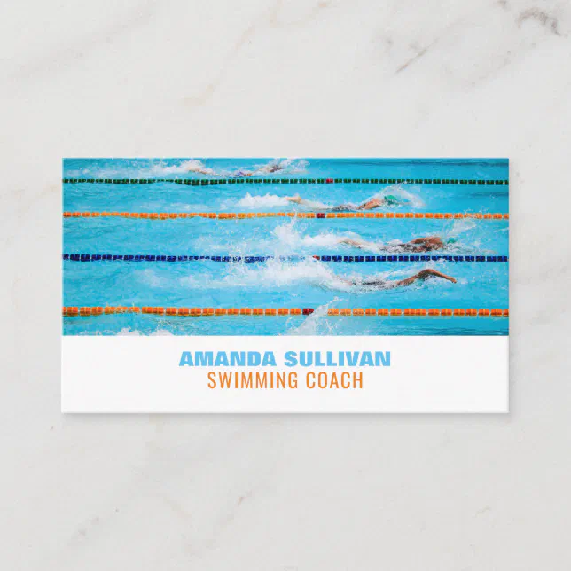 Swimming Lanes, Swimming Coach & Lifeguard Business Card | Zazzle